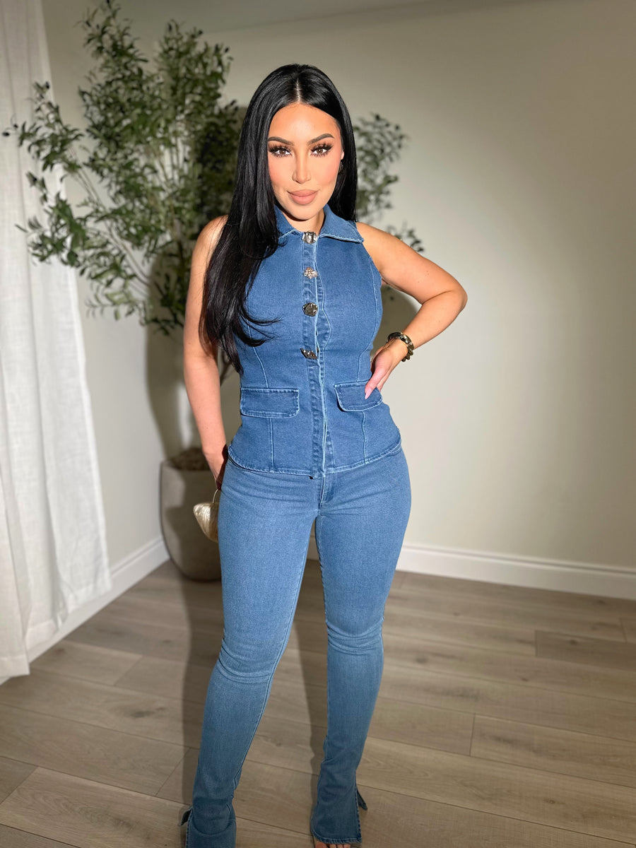 Classic Chic Denim Set– Goldendivinityboutique